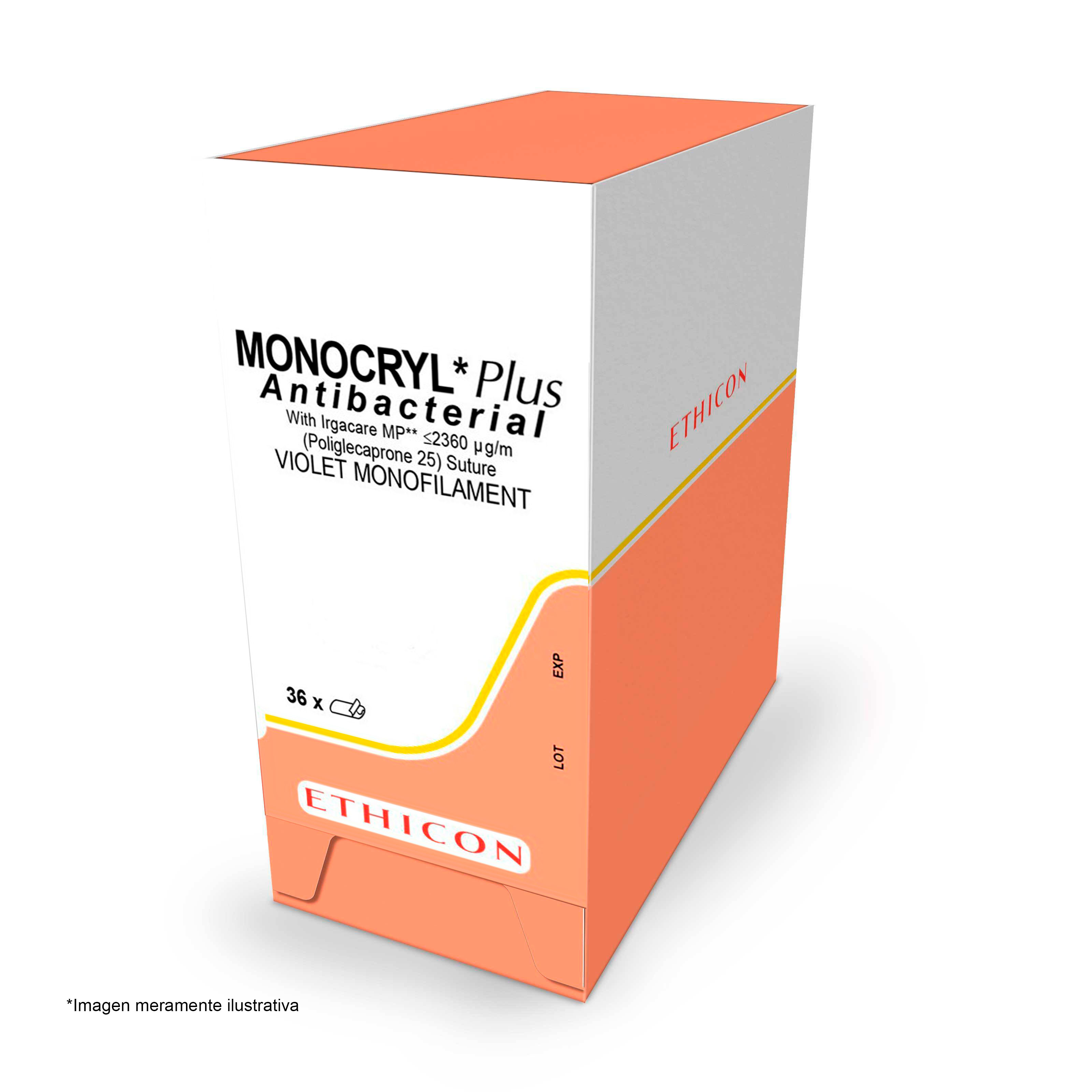 Sutura MONOCRYL™ Plus (Incoloro 4-0 70cm Ag.3/8 19mm (PS-2))
