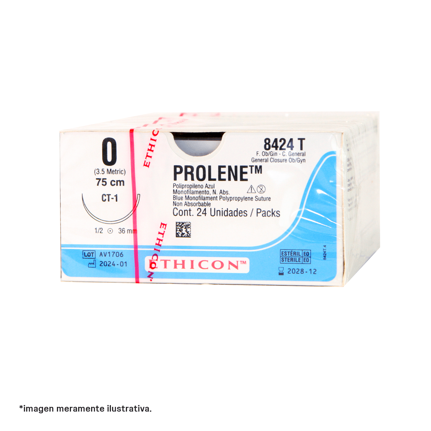 Sutura PROLENE® (Azul 0 75cm Ag. 1/2 36.4mm (CT-1))