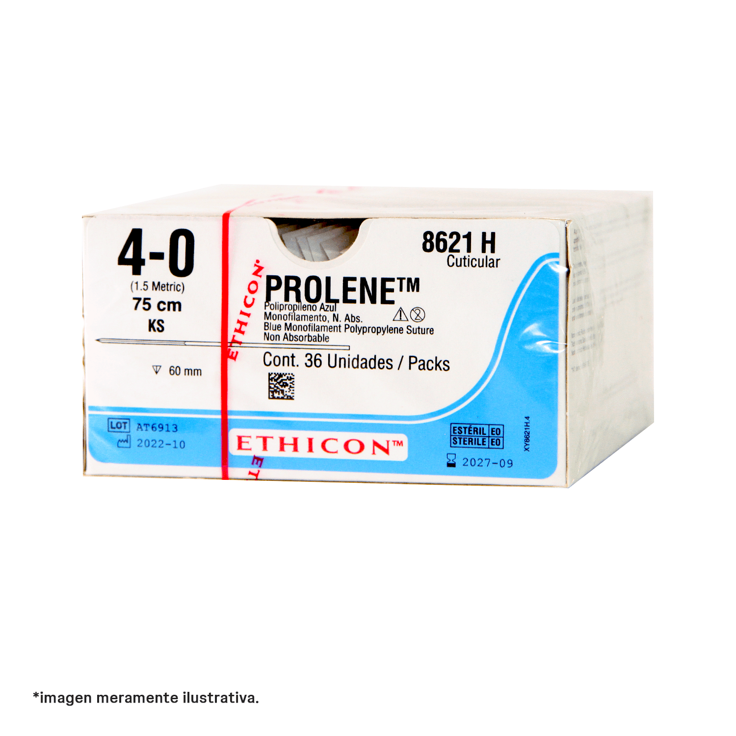 Sutura PROLENE ® (Azul 4-0 75cm Ag Recta 60 mm (KS))