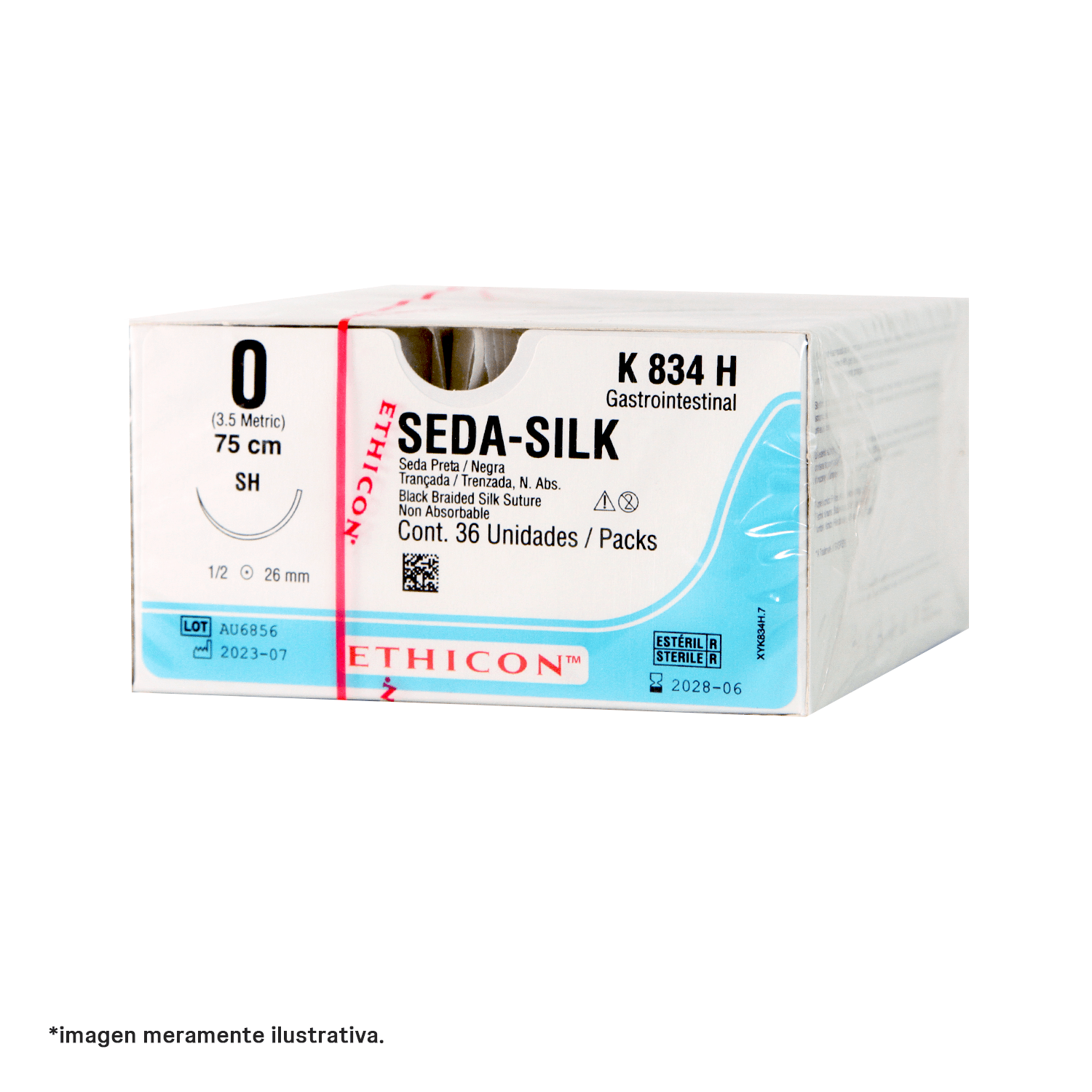 Sutura Quirúrgica de Seda ETHICON® (SEDA Negra 0 75cm Ag. 1/2 26mm (SH))