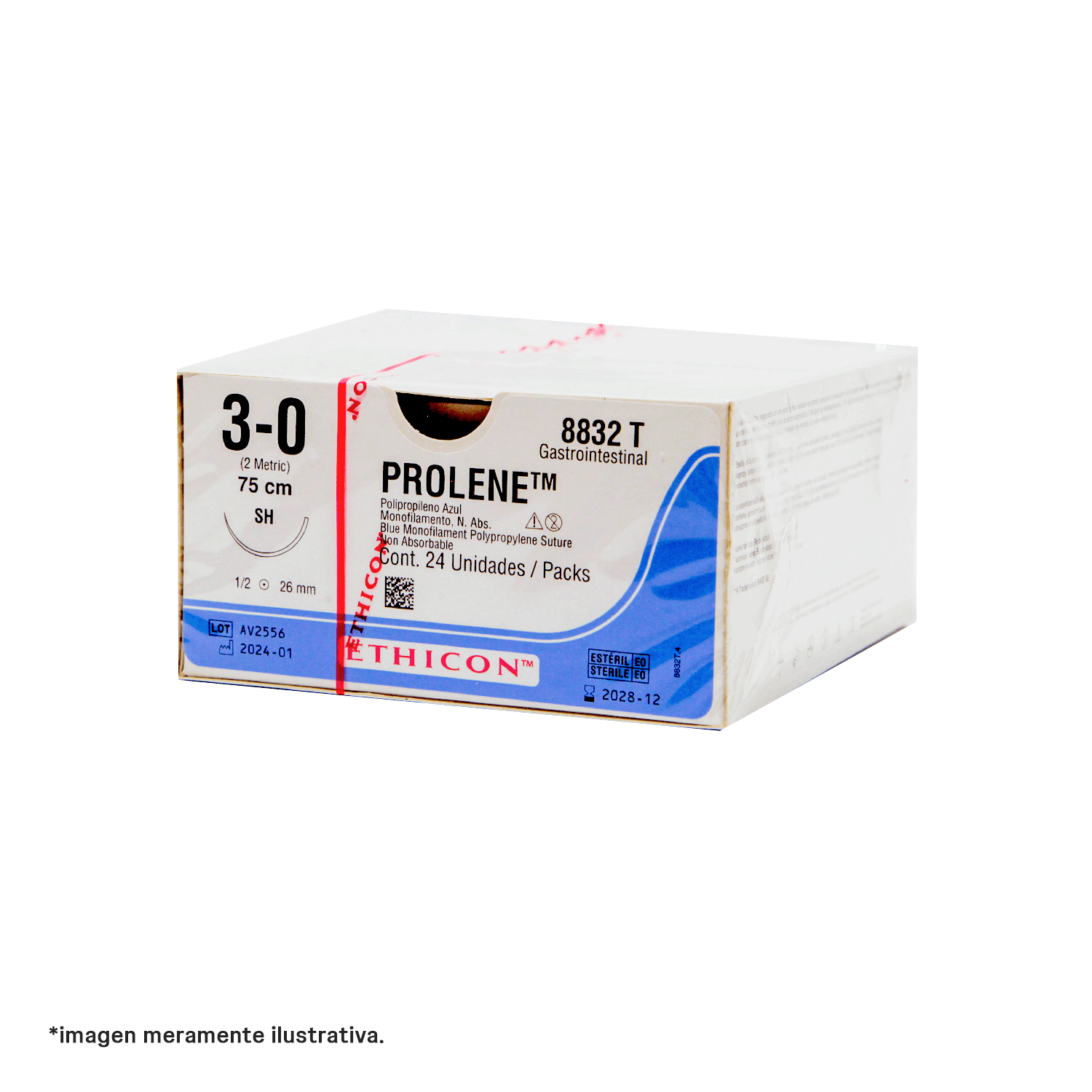 Sutura PROLENE® (Azul 3-0 75cm Ag. 1/2 26mm (SH))