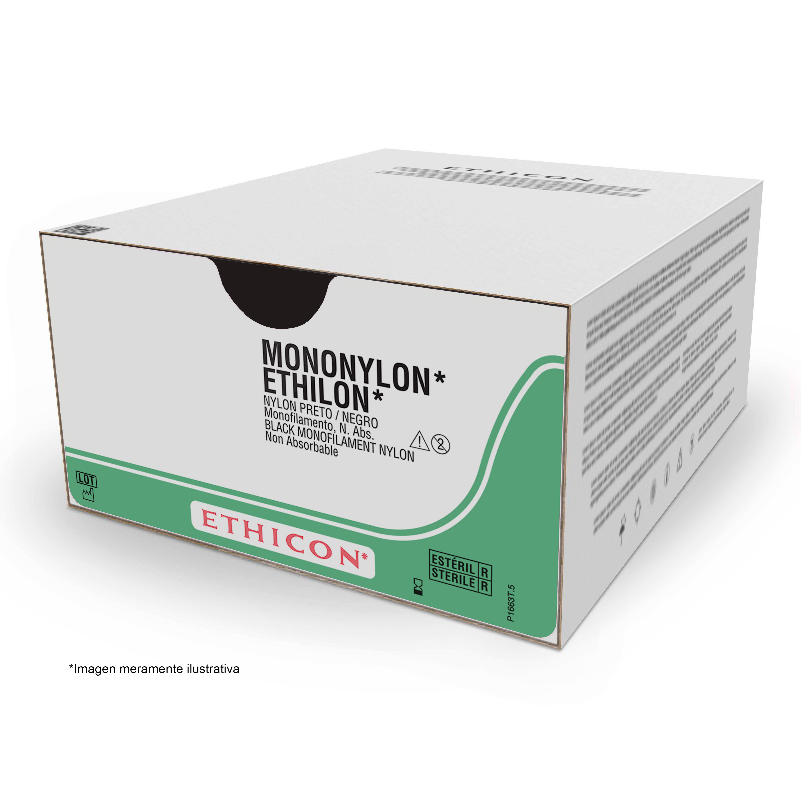Sutura ETHILON® Nylon quirúrgico (Negra 5-0 45cm Ag. 3/8 13mm (P3))