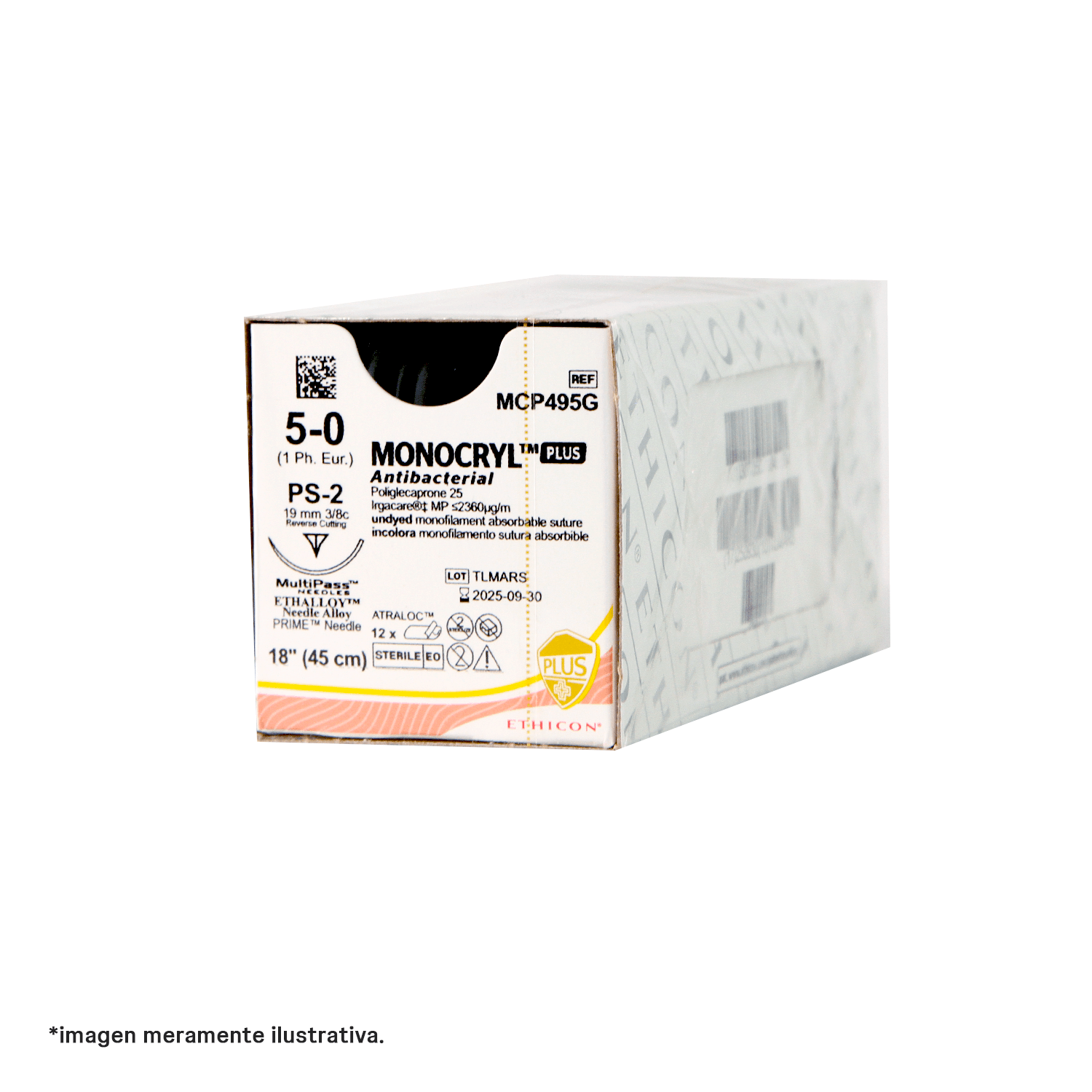 Sutura MONOCRYL™ Plus (Incoloro 5-0 45cm Ag.3/8 19mm (PS-2))