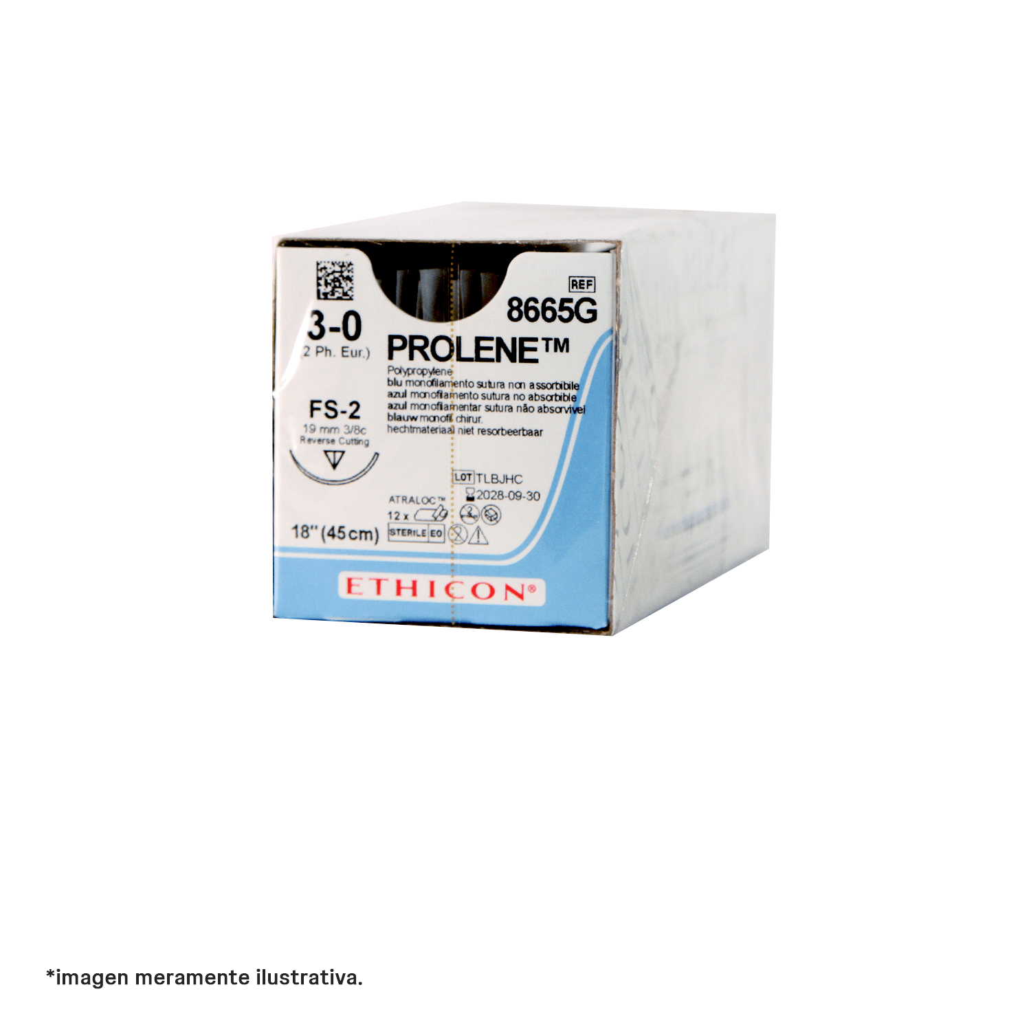Sutura PROLENE® (Azul 3-0 45cm Ag. 3/8 19mm (FS-2))